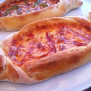 Boat shaped Greek Pizza recipe (Peinirli or Peynirli) - My Greek Dish