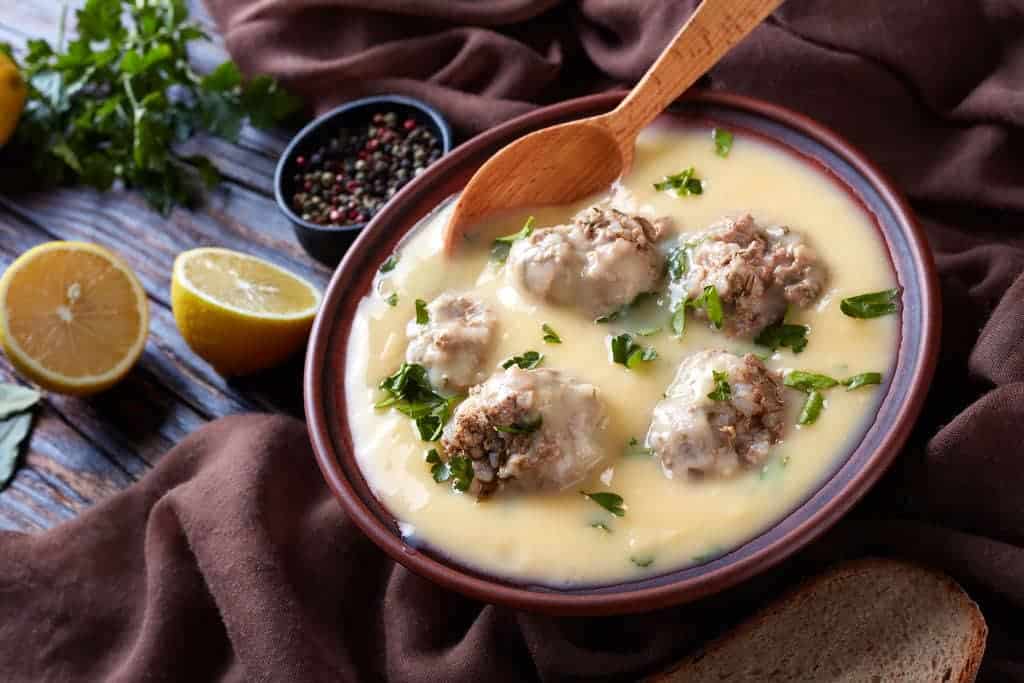 Traditional Greek Meatball Soup (Giouvarlakia/ Youvarlakia) in Egg ...