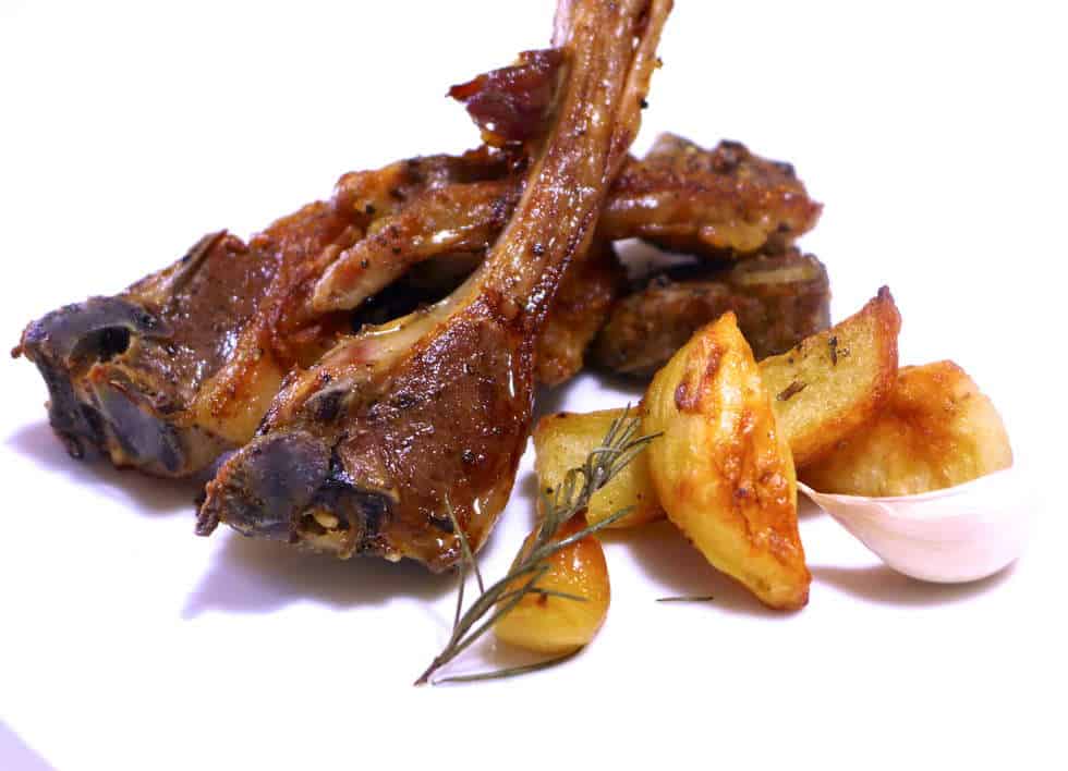 Marinated Greek Lamb Chops with Roast Potatoes (Paidakia) - My Greek Dish