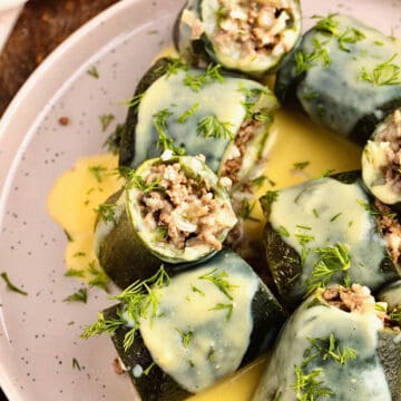 Greek Stuffed Zucchini in Egg Lemon Sauce (Avgolemono) - My Greek Dish