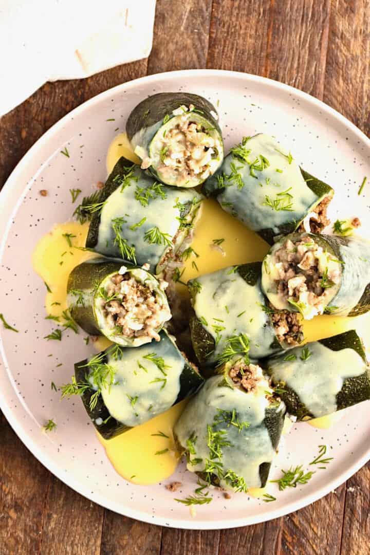 Greek Stuffed Zucchini in Egg Lemon Sauce (Avgolemono) - My Greek Dish